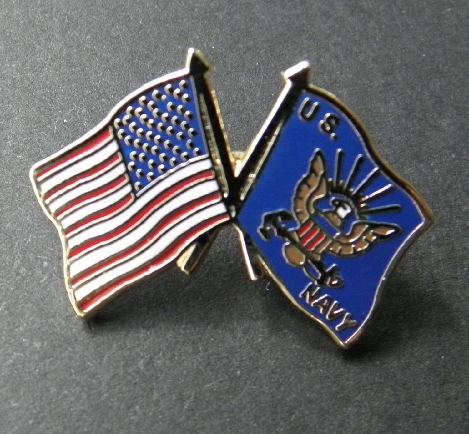 US NAVY USN SMALL COMBO USA WAVY FLAG MILITARY LAPEL PIN BADGE 7/8 INCH