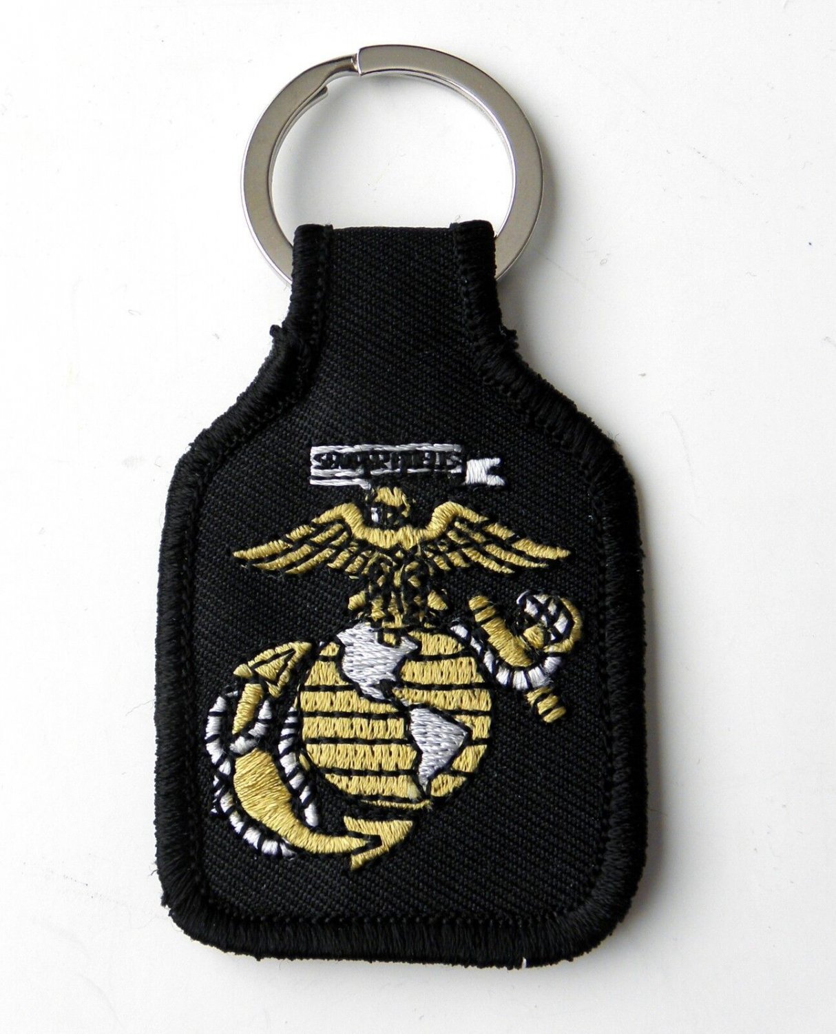 US MARINES MARINE CORPS GLOBE ANCHOR EMBROIDERED KEY RING KEYCHAIN 1.75 ...
