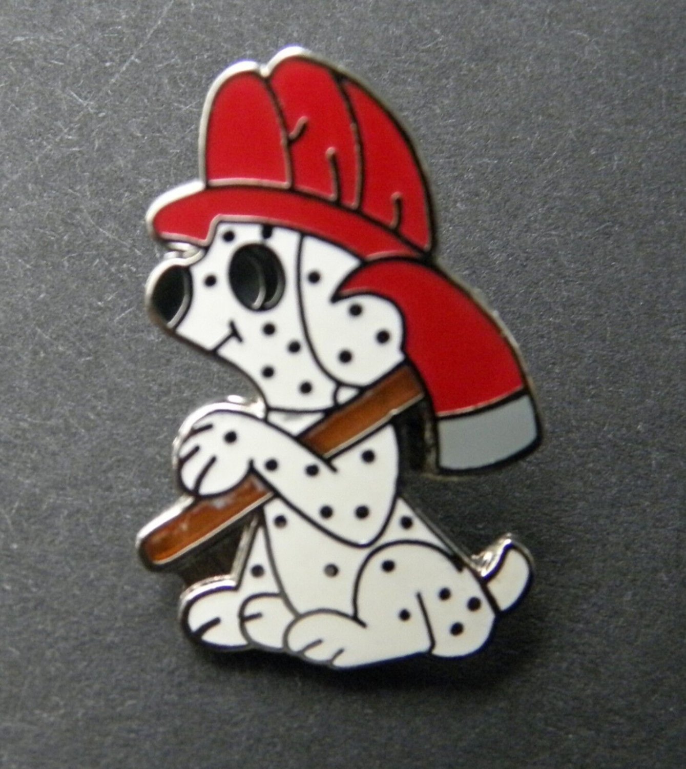 FIREFIGHTER DOG DALMATIAN FIREHOUSE CUTE FIRE AXE PIN 3/4 INCH
