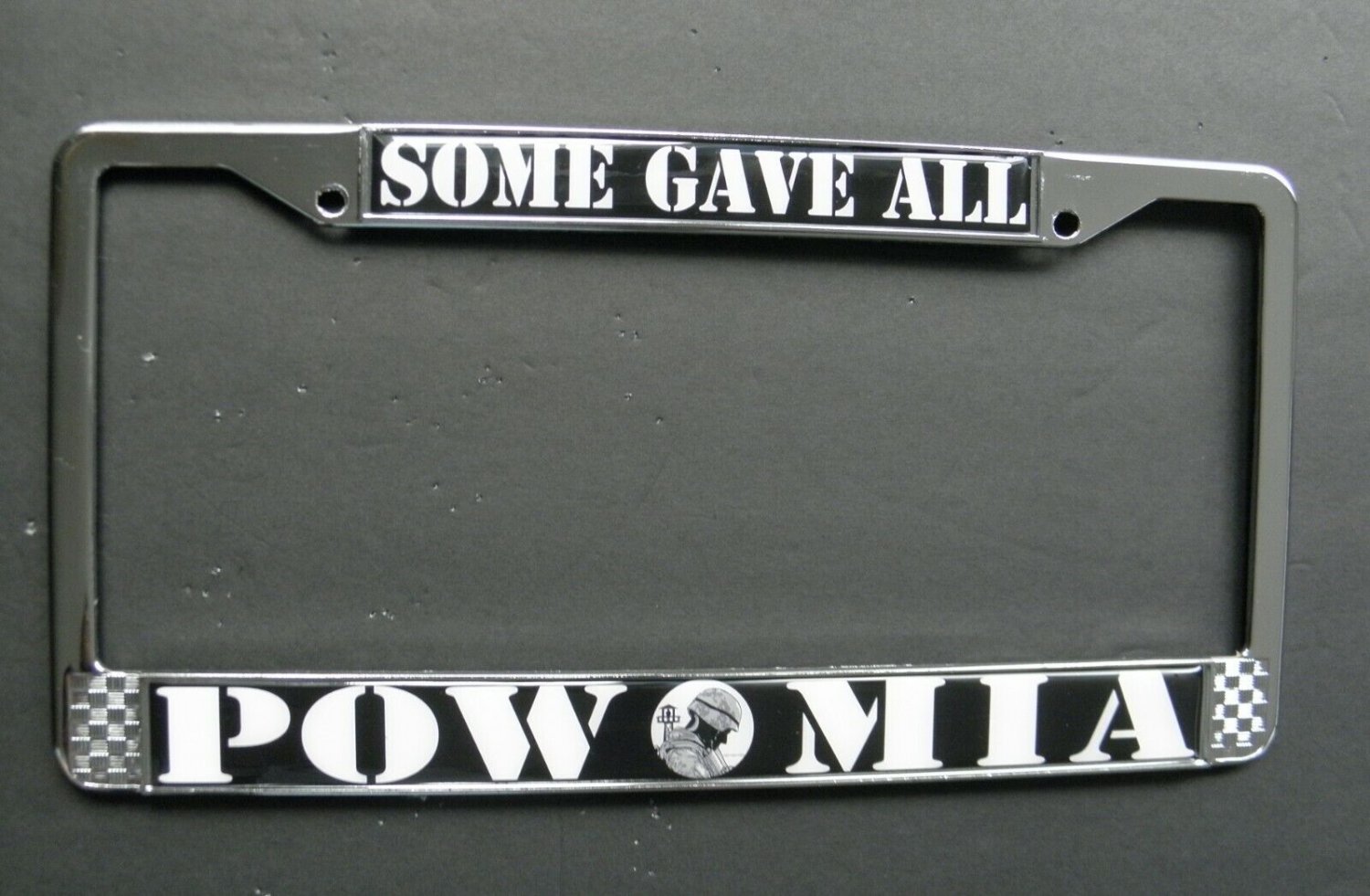 POW MIA SOME GAVE ALL CHROME PLATED LICENSE PLATE FRAME 6 X 12 INCHES