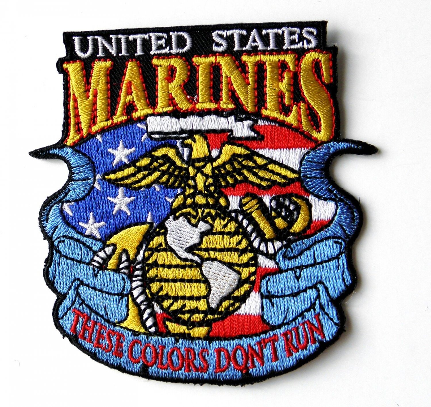 USMC US MARINE CORPS MARINES COLORS DONT RUN EMBROIDERED PATCH 3 INCHES