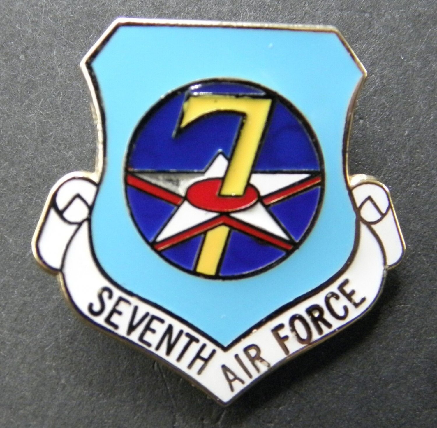 USAF 7TH AIR FORCE SHIELD LAPEL PIN BADGE 1 INCH