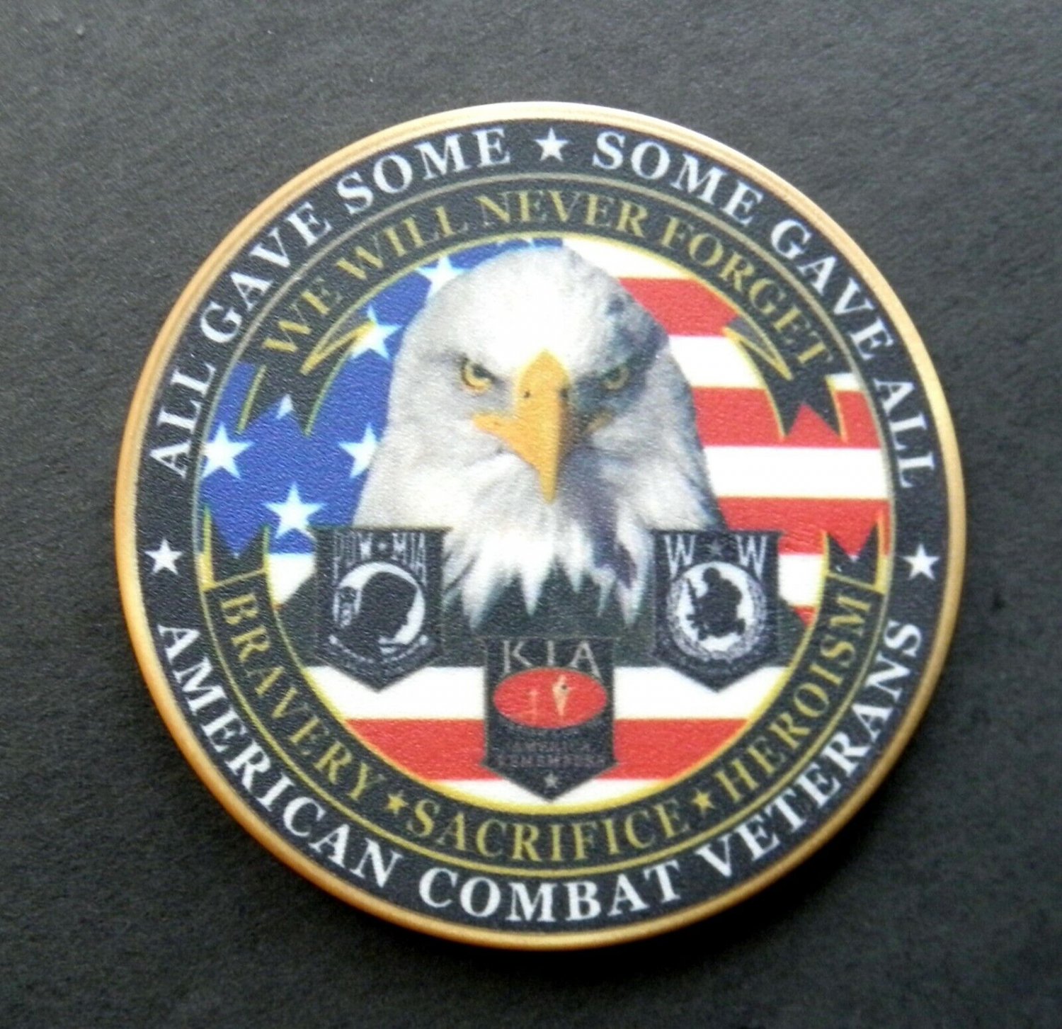 POW MIA WW PURPLE HEART POKER CHIP CHALLENGE COIN 1.75 NEW IN CASE