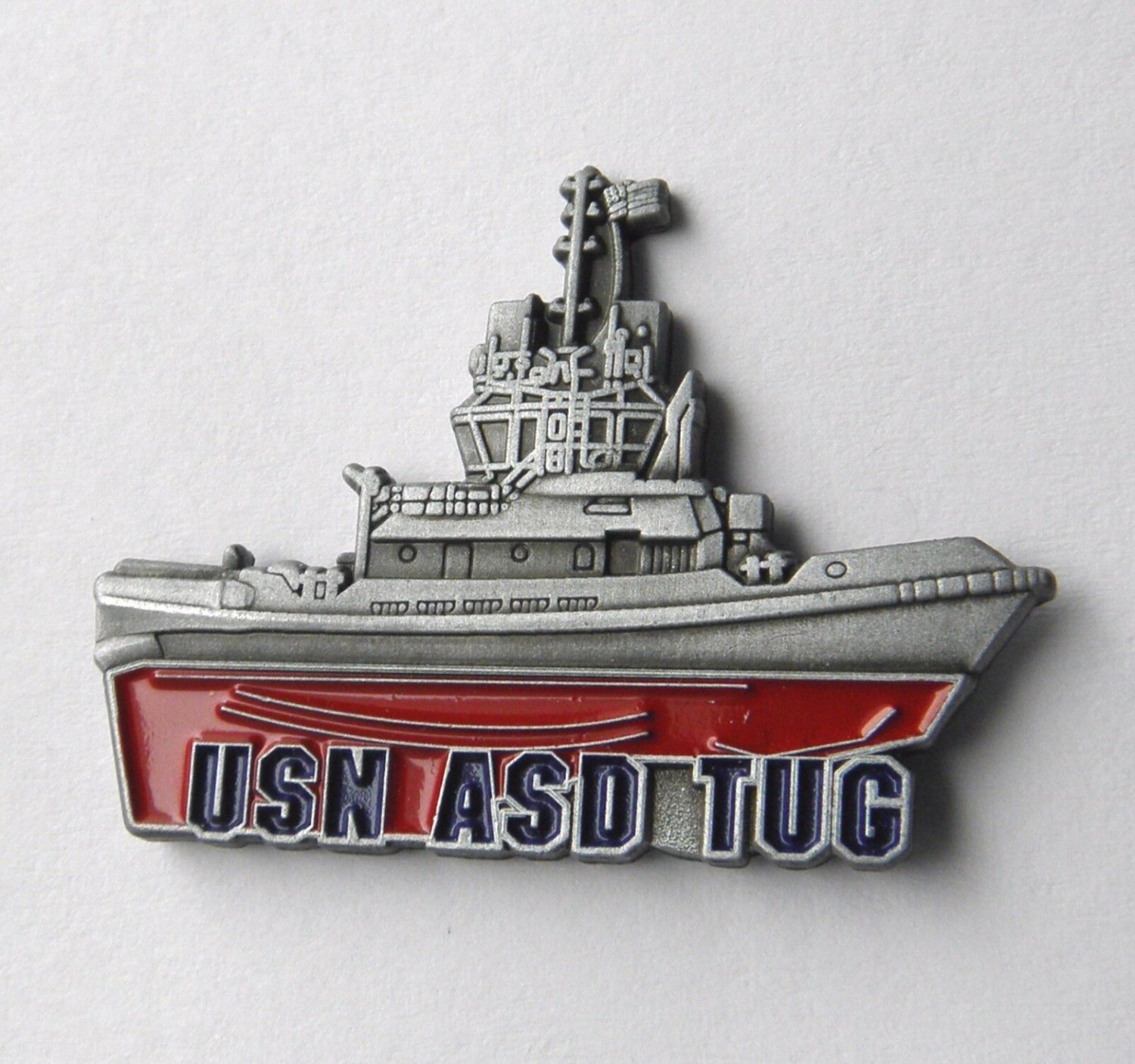 US NAVY MUNITIONS ASD TUG SHIP SEA VESSEL LAPEL PIN 1.2 INCHES