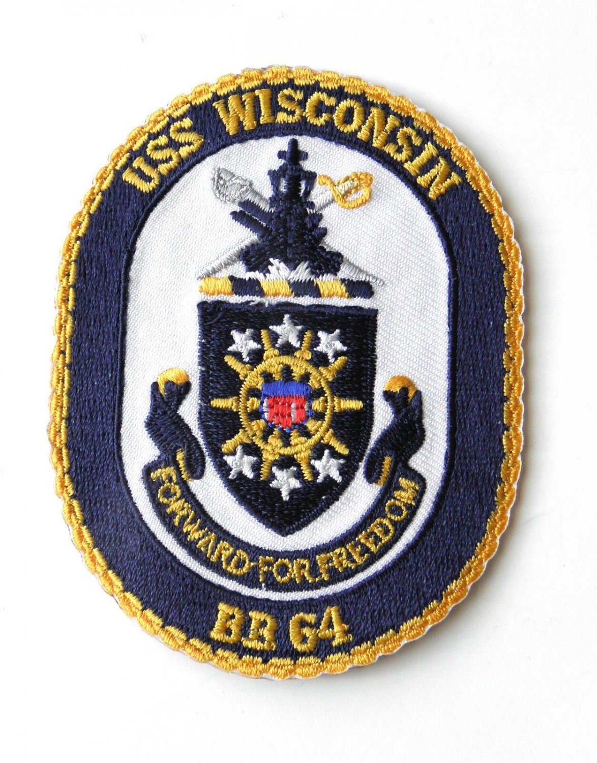 USS WISCONSIN US USN UNITED STATES NAVY EMBROIDERED PATCH 3.5 INCHES