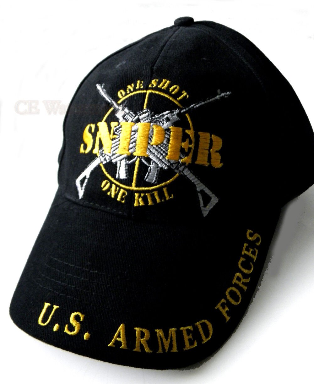 ONE SHOT ONE KILL SHARPSHOOTER SNIPER EMBROIDERED BASEBALL CAP HAT