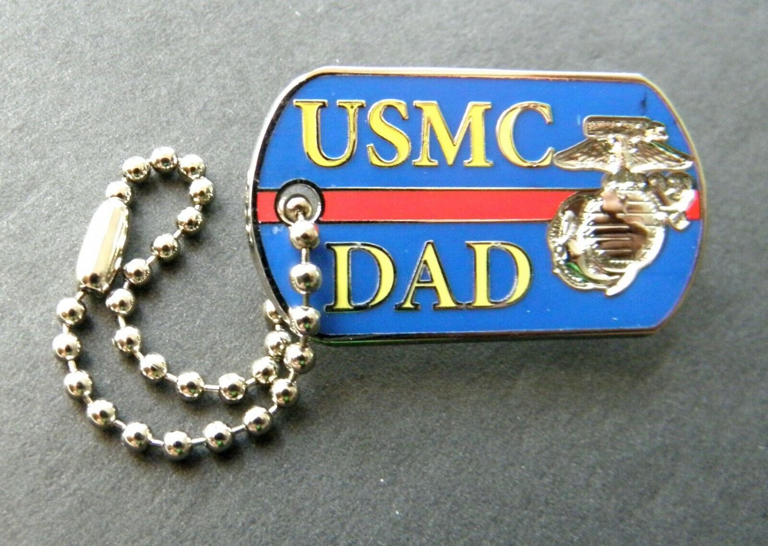 MARINE CORPS DAD USMC MARINE DOG TAG LAPEL HAT PIN BADGE 1.25 INCHES