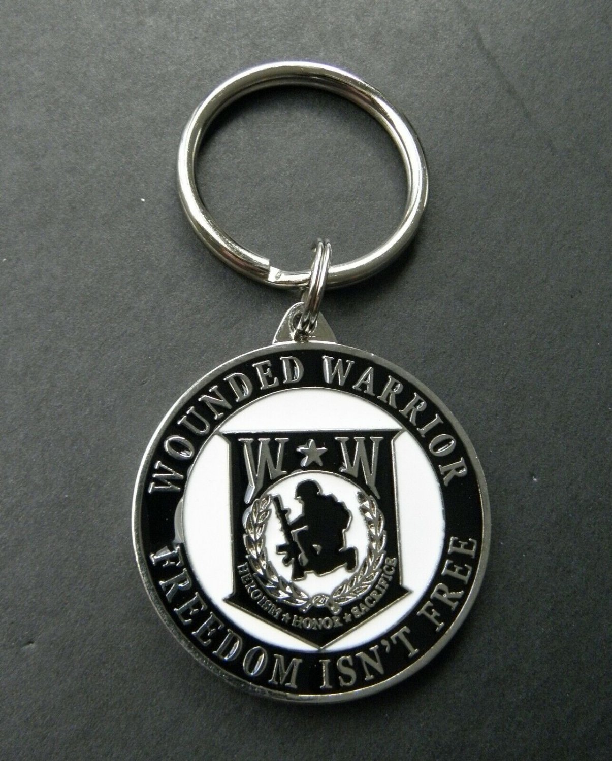 WOUNDED WARRIOR ROUND KEYRING KEY RING CHAIN 1.5 INCHES