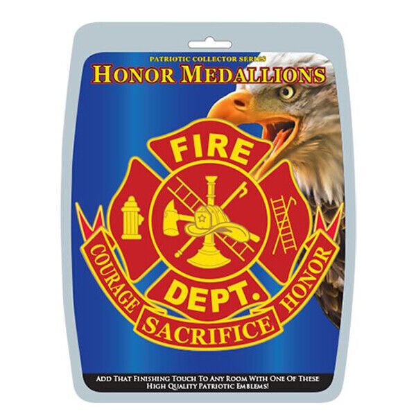 Fire Department Cutout 3-D Large Honor Medallion 6 inches Metal Enamel