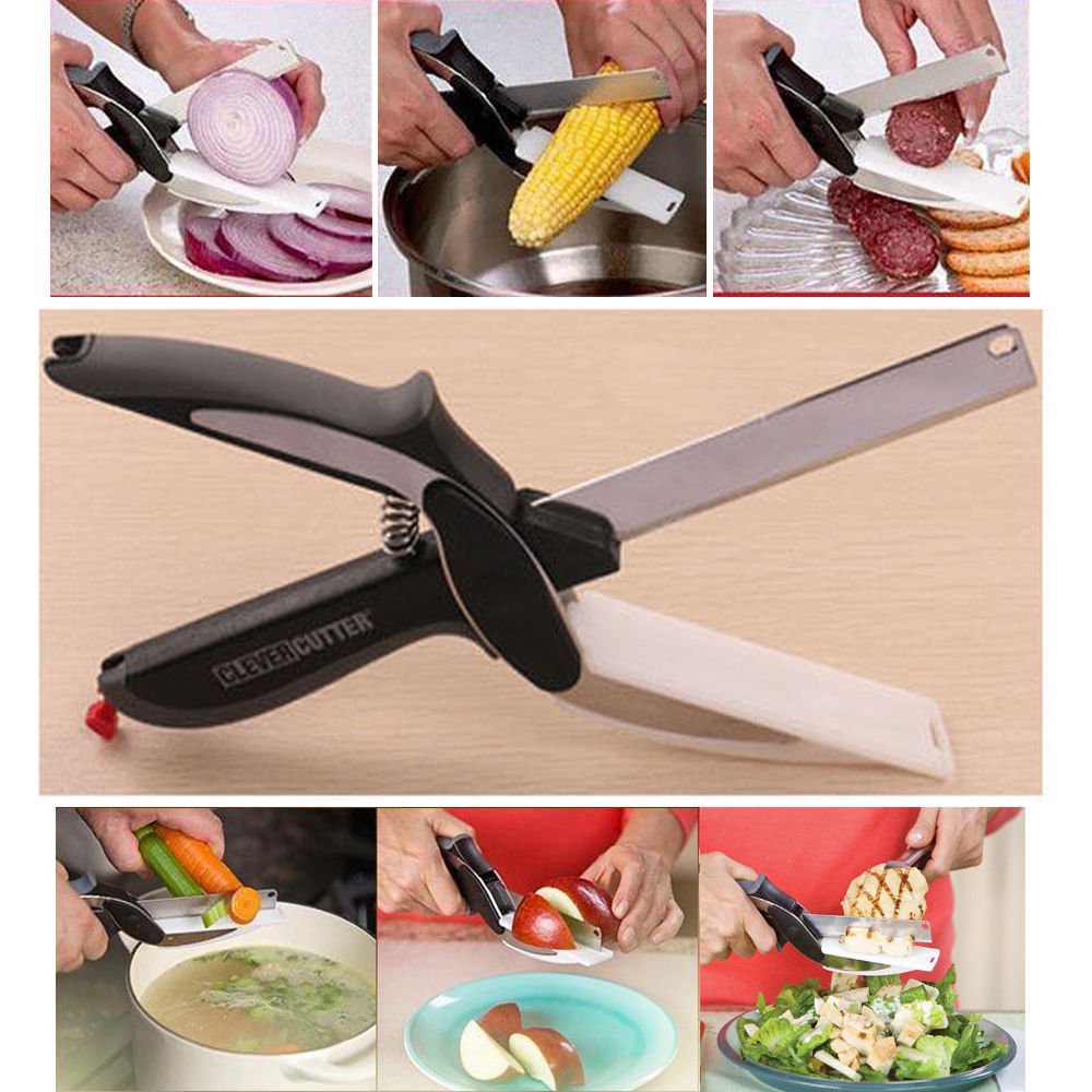 Clever Cutter 2-in-1 Cutting Board Scissors Multifunctional Knife BRAND NEW
