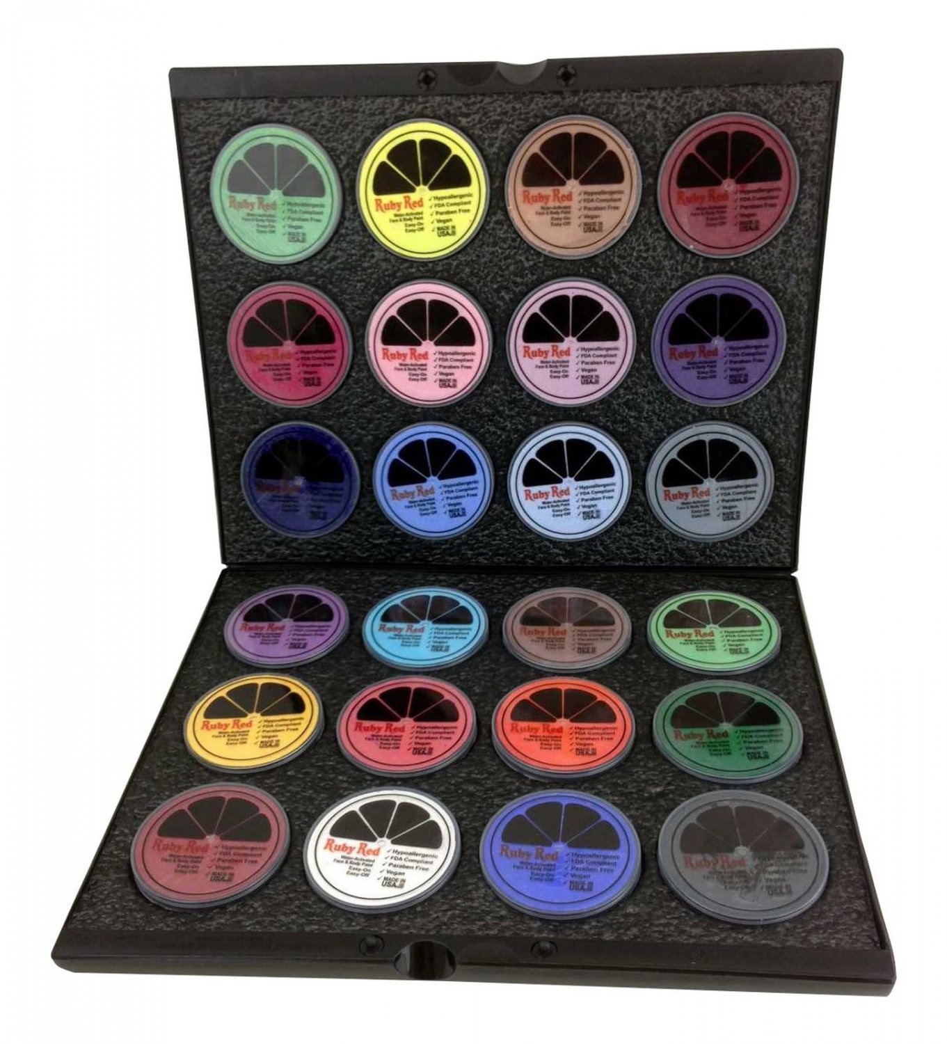 Ruby Red Paint, Inc. Face Paint, 18ML X 24 Colors - Black Case With 24 ...
