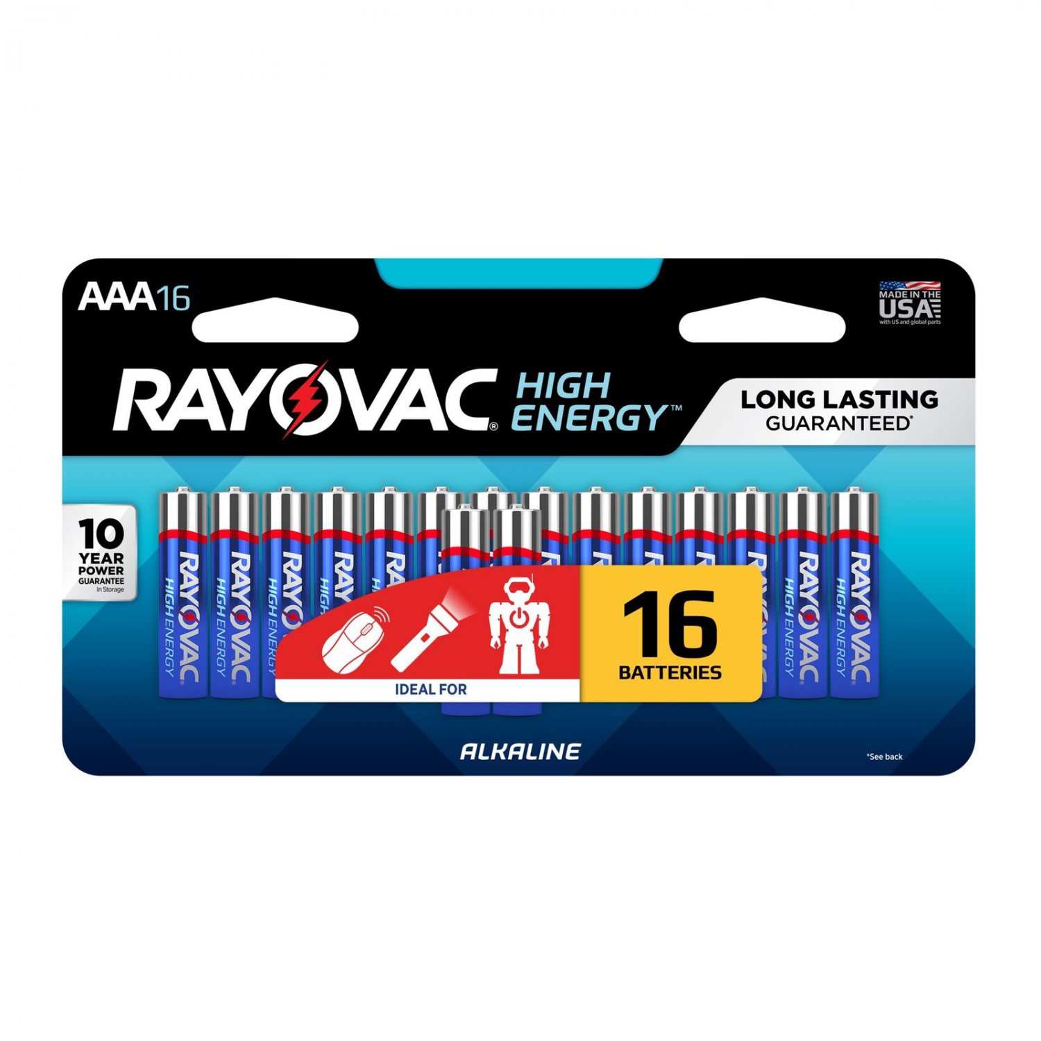 Rayovac High Energy Alkaline, AAA Batteries, 16 Count Multicolor Rayovac High Energy Alkaline, AAA Batteries, 16 Count Multicolor