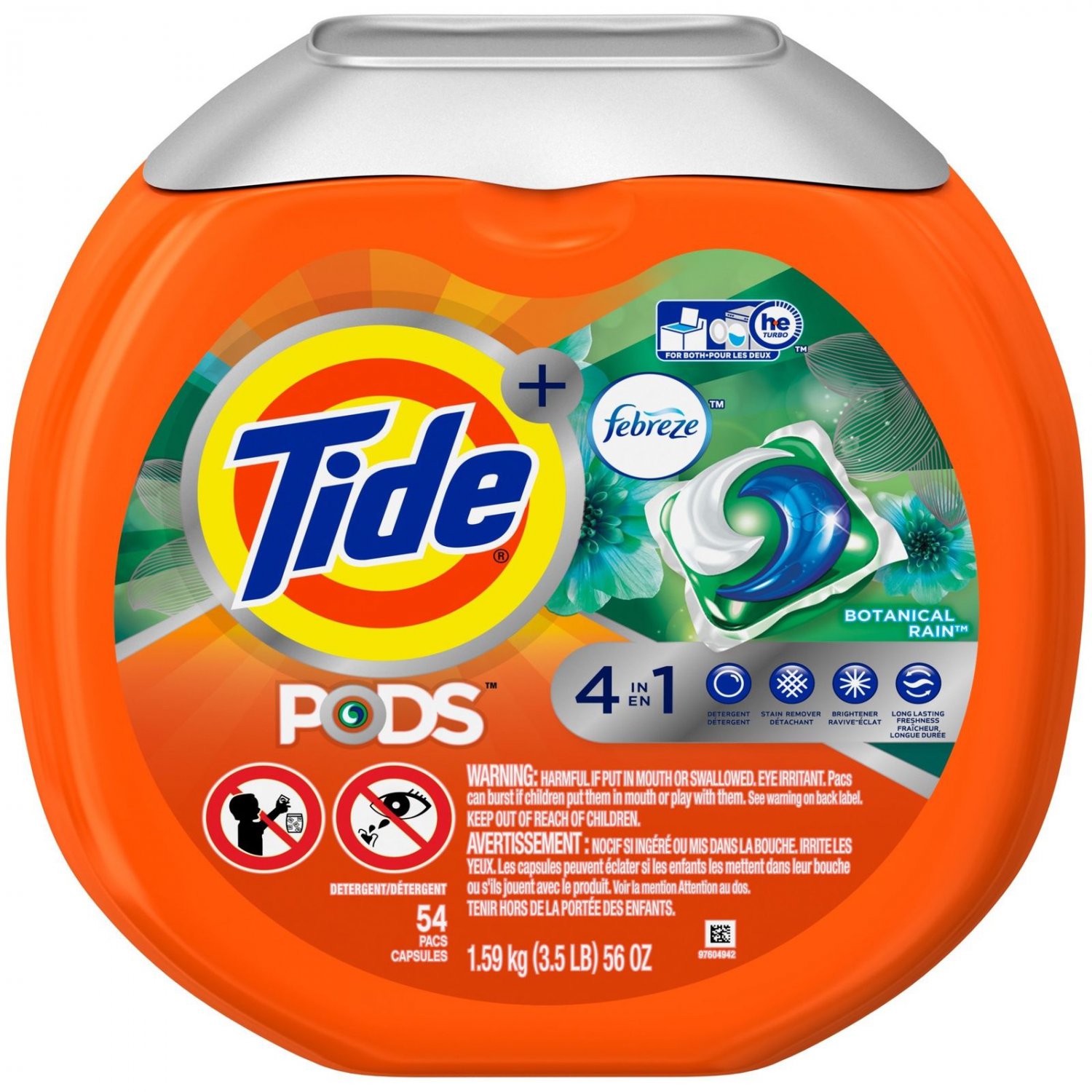 Tide PODS Plus Febreze Odor Defense Laundry Detergent Pacs, Botanical ...
