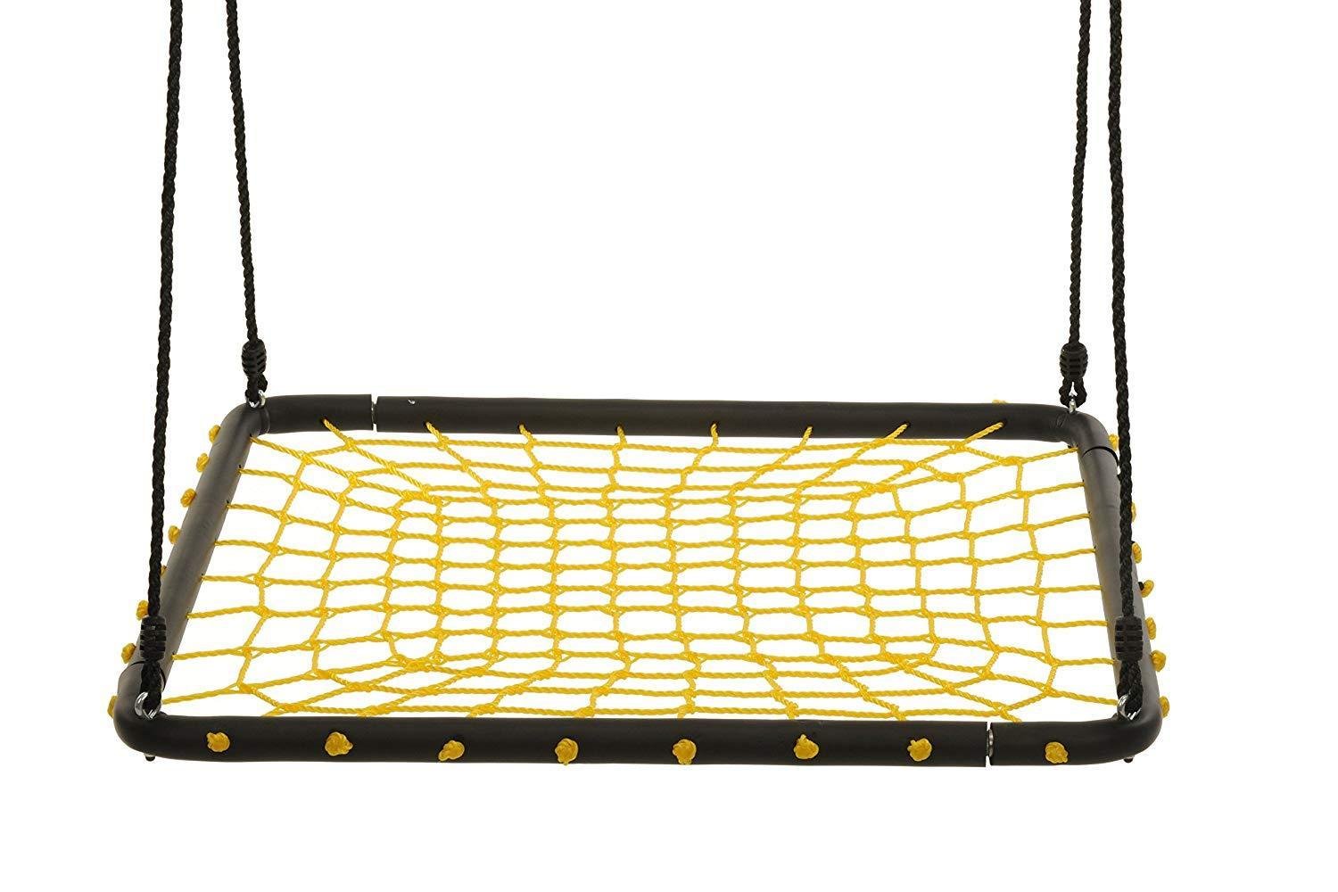 Large 36" Spider Web Platform Tree Swing, Yellow – Nylon Rope with ...
