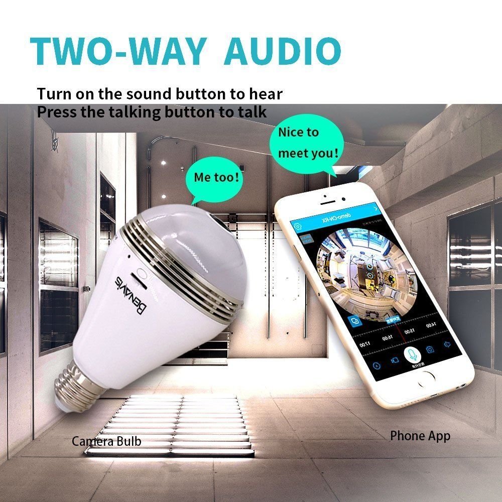 Light Bulb Camera,360 Degree Panoramic Security Wifi Hidden Cam ...