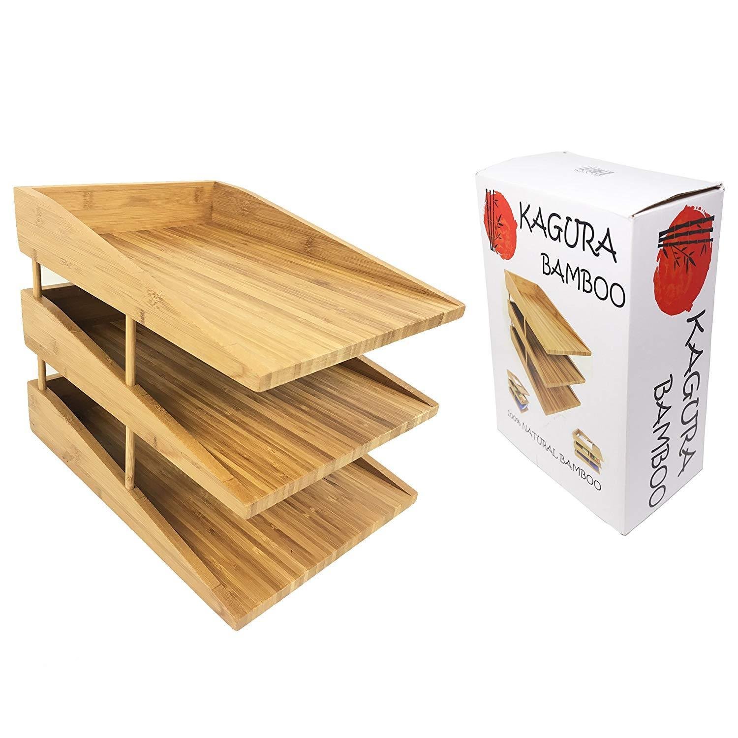 Kagura Bamboo Desk File Tray Office Organizer | Perfect for Sorting or ...
