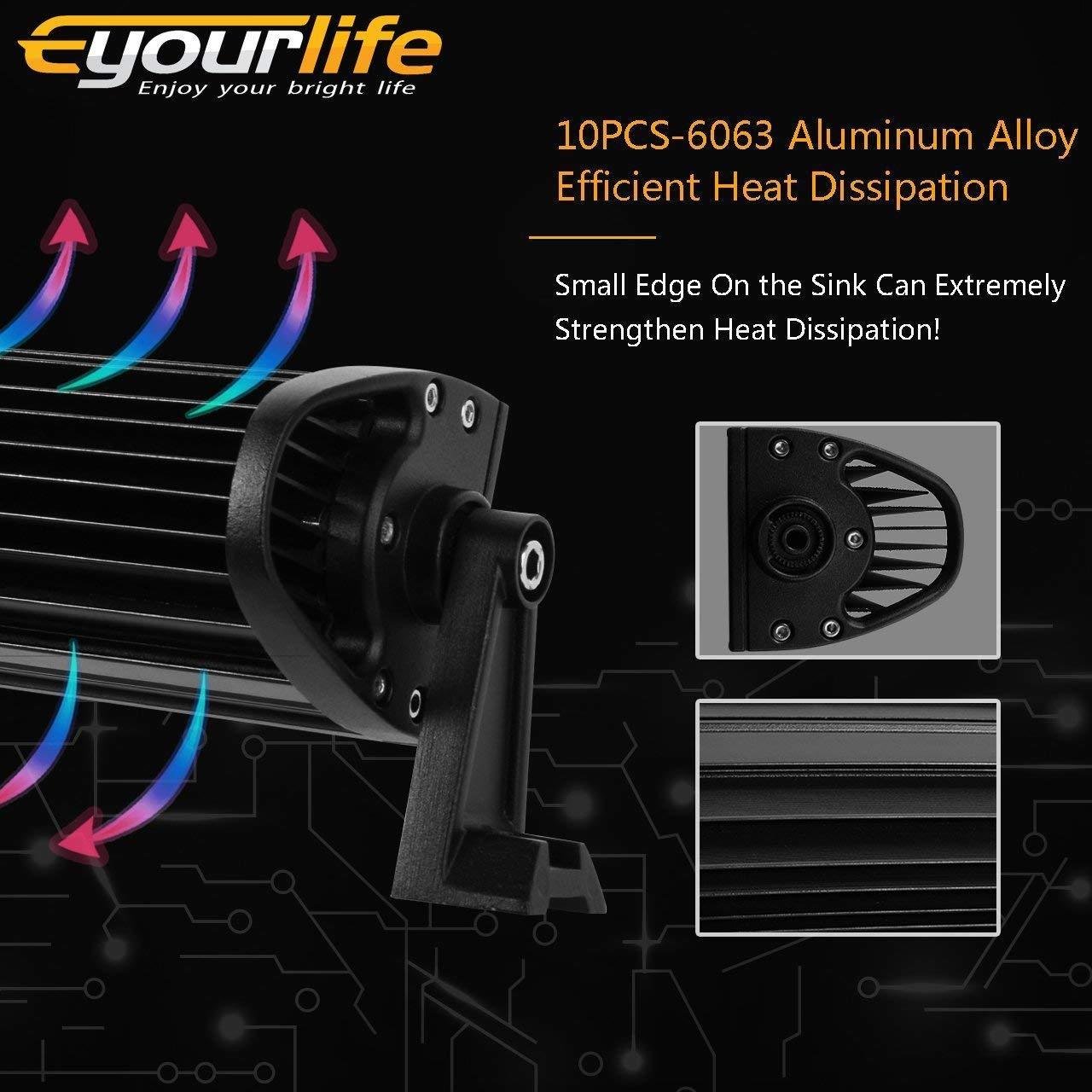 Eyourlife 52'' Curved Led Light Bar 300W Led Fog Driving Lights Flood Spot Combo