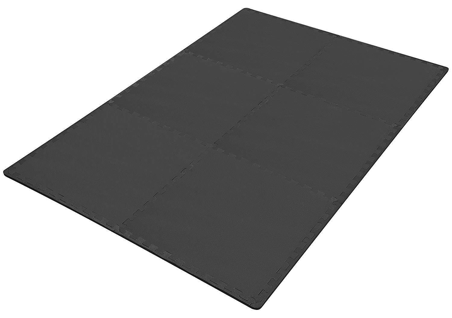 BalanceFrom Puzzle Exercise Mat with EVA Foam Interlocking Tiles, Black