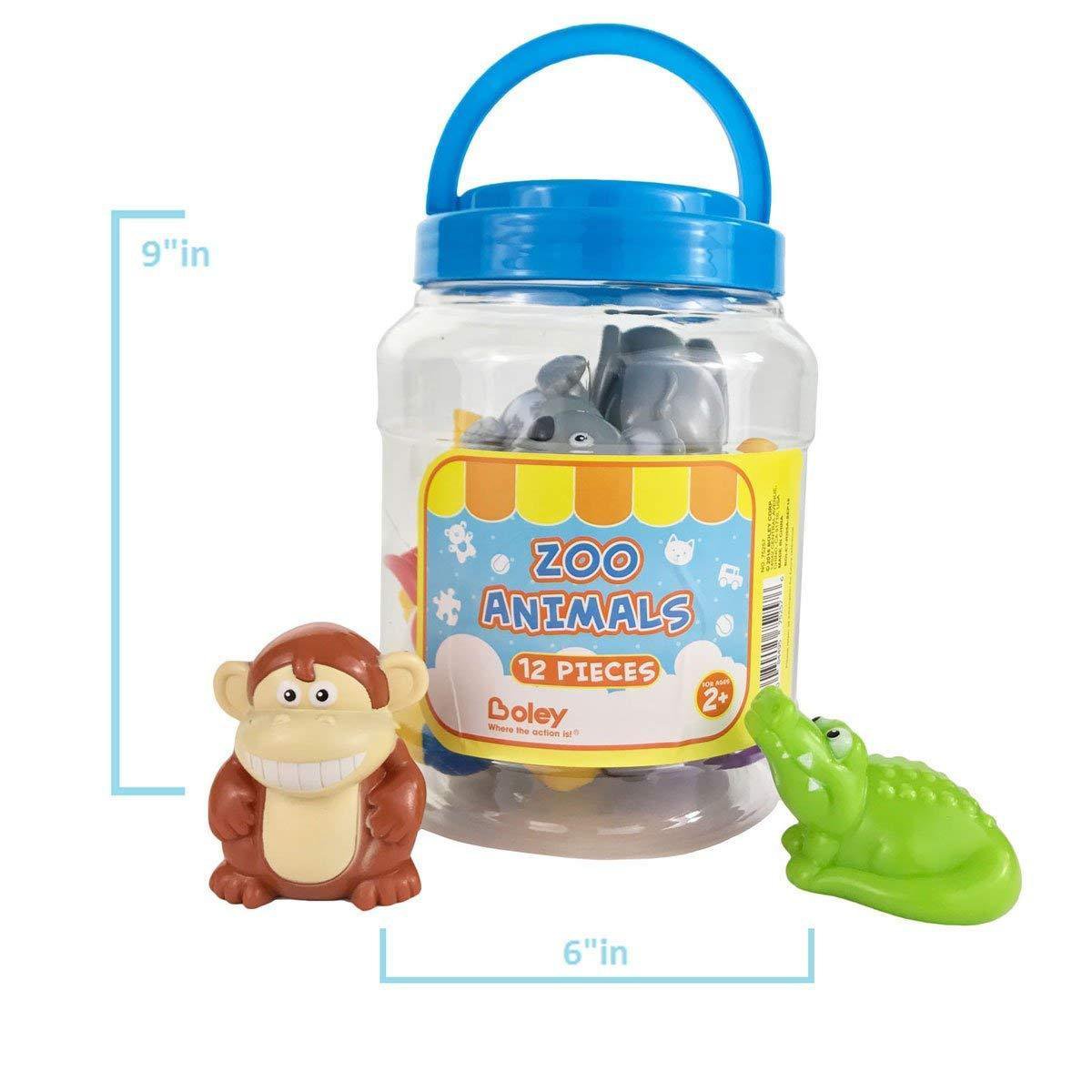 Boley 12-Piece Toddler Bucket of Zoo Jungle Animal Toys Features Lions ...