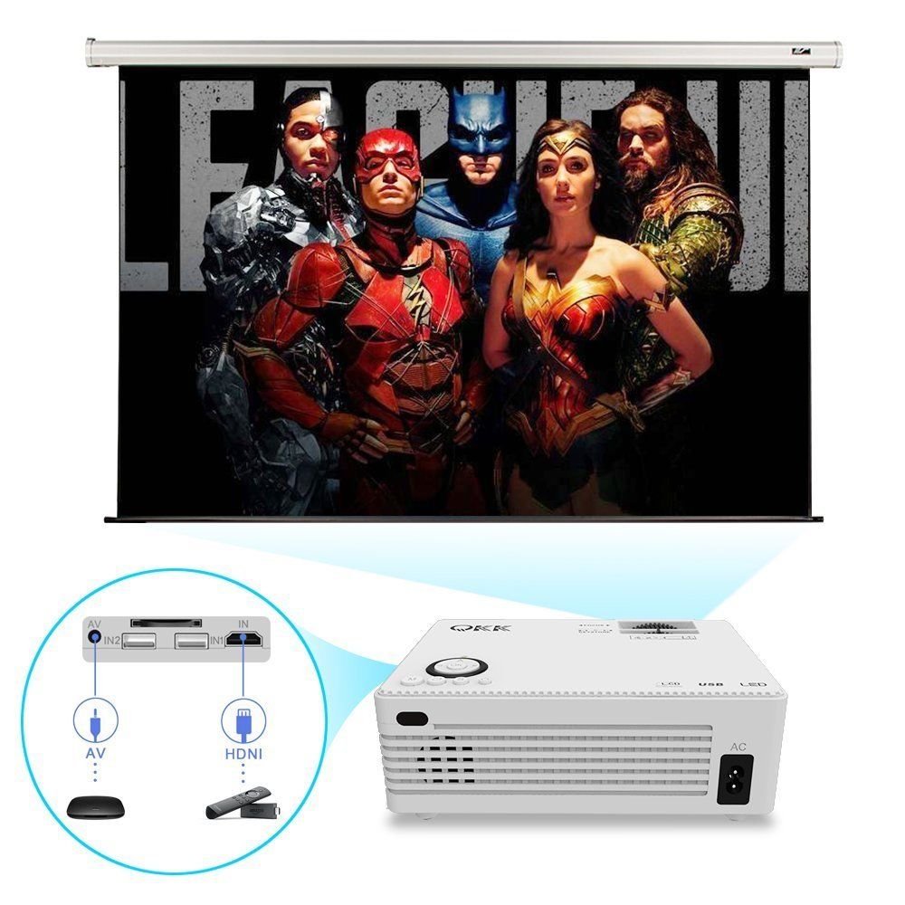 QKK [2018 Upgraded] Home Theater Mini Projector - Full HD LED Video ...