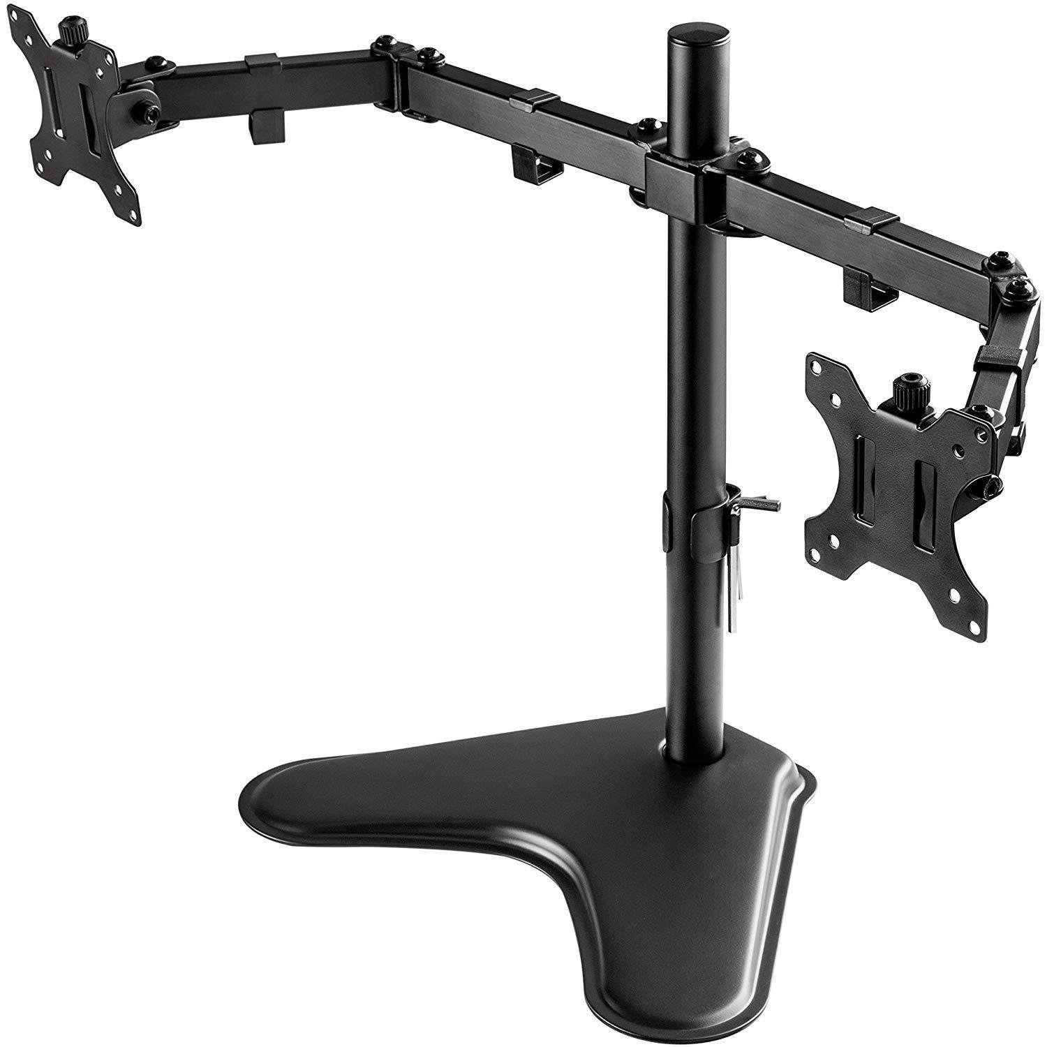 Dual Monitor Stand, Free Standing Height Adjustable Two Arm Monitor ...