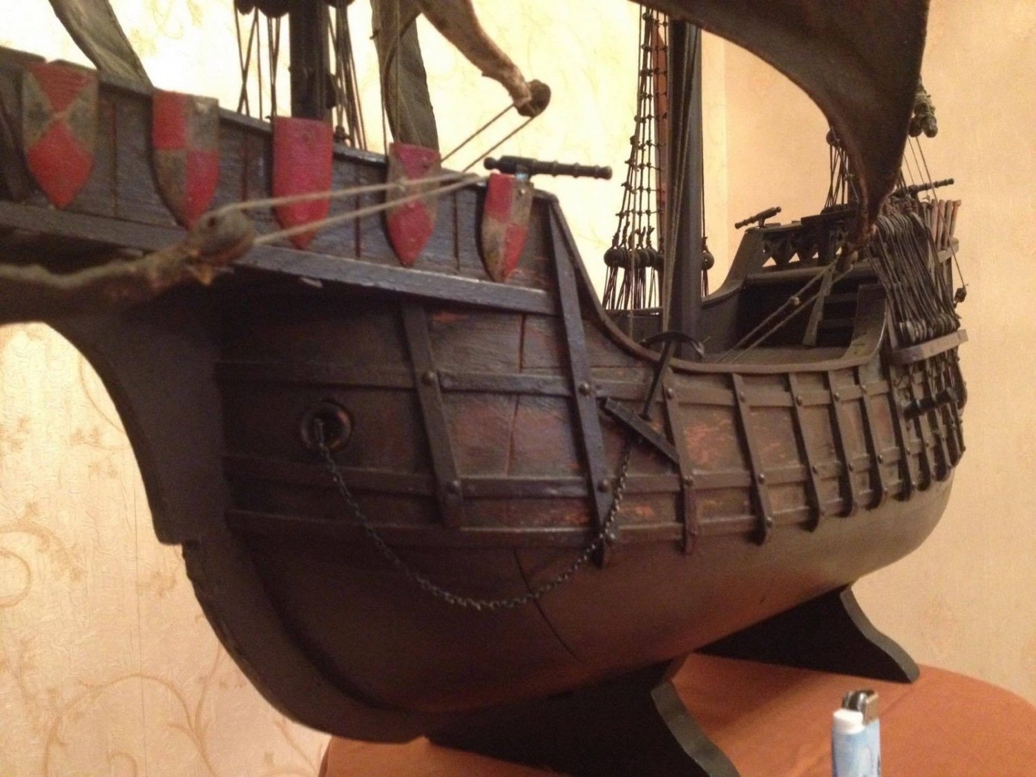 ANTIQUE wooden model of Christopher Columbus ship Santa Maria