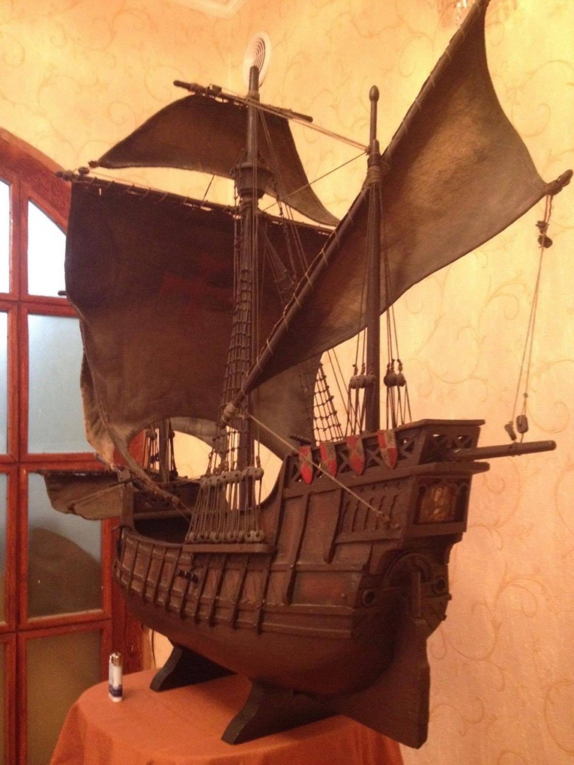 ANTIQUE wooden model of Christopher Columbus ship Santa Maria