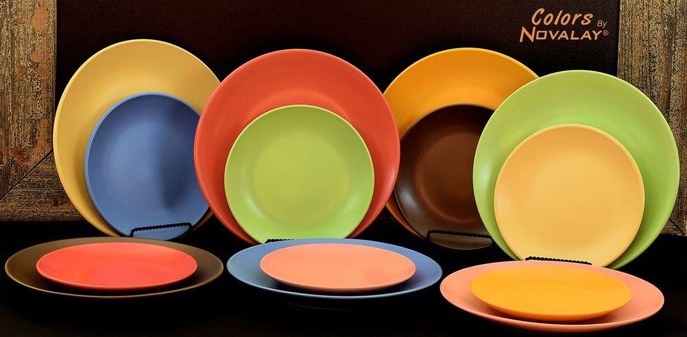 Ceramic dinner plates, solid matte colors, bulk master cartons, LOTS ...