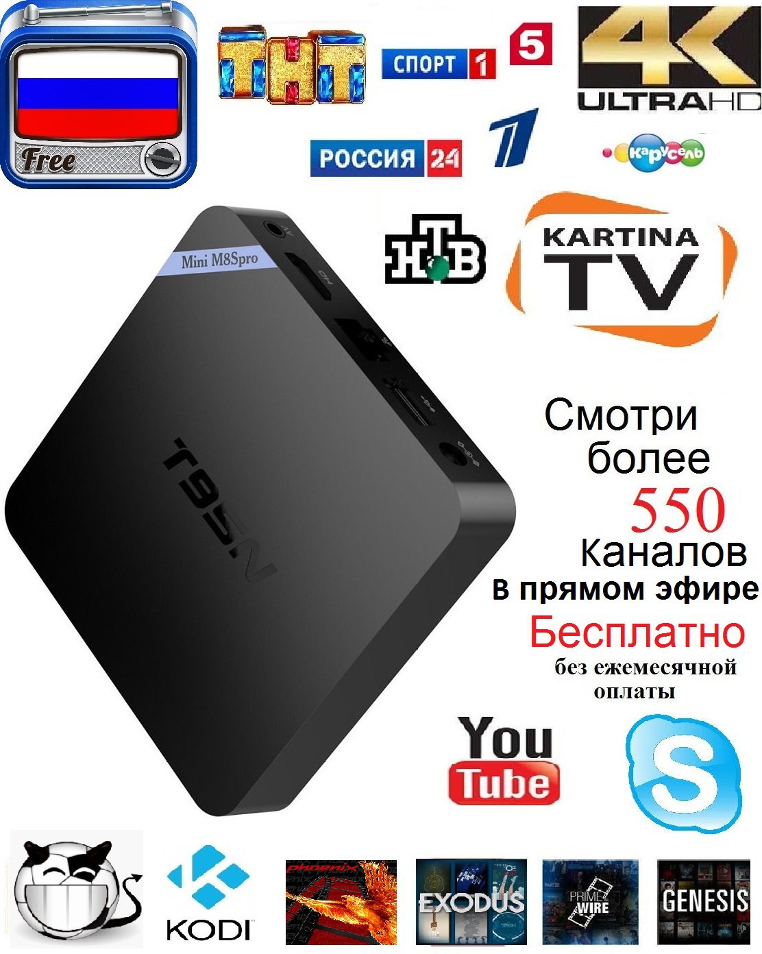 Live Russian TV Receiver Box T95n Mini 2G 8G Fast By TvBox.Pro ...