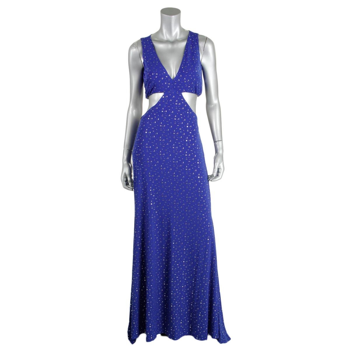 Alberto Makali 0563 Womens Blue Cut-Out Embellished Evening Dress Gown ...
