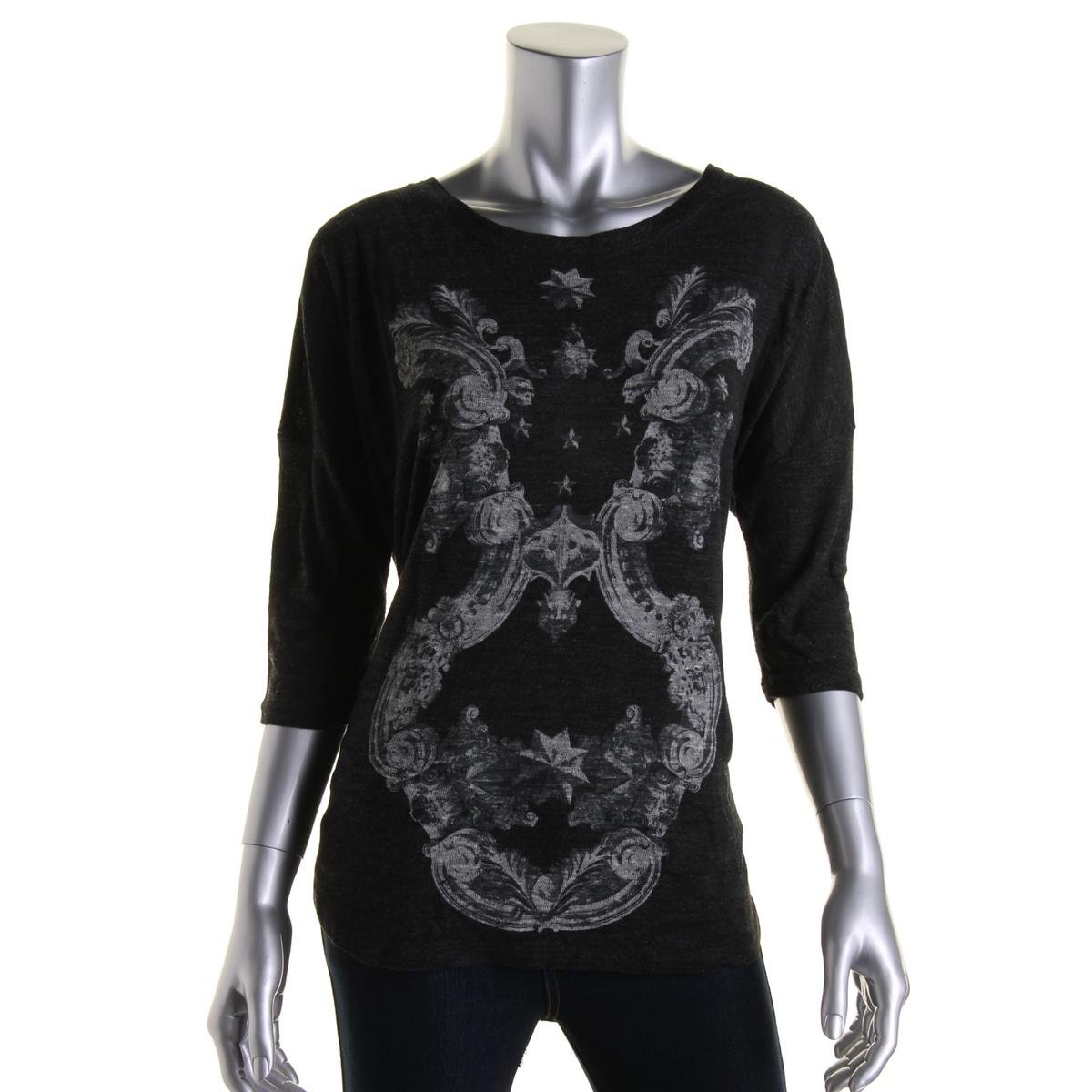 Zara W&B Collection 7651 Womens Gray Graphic Pullover Top Shirt M BHFO