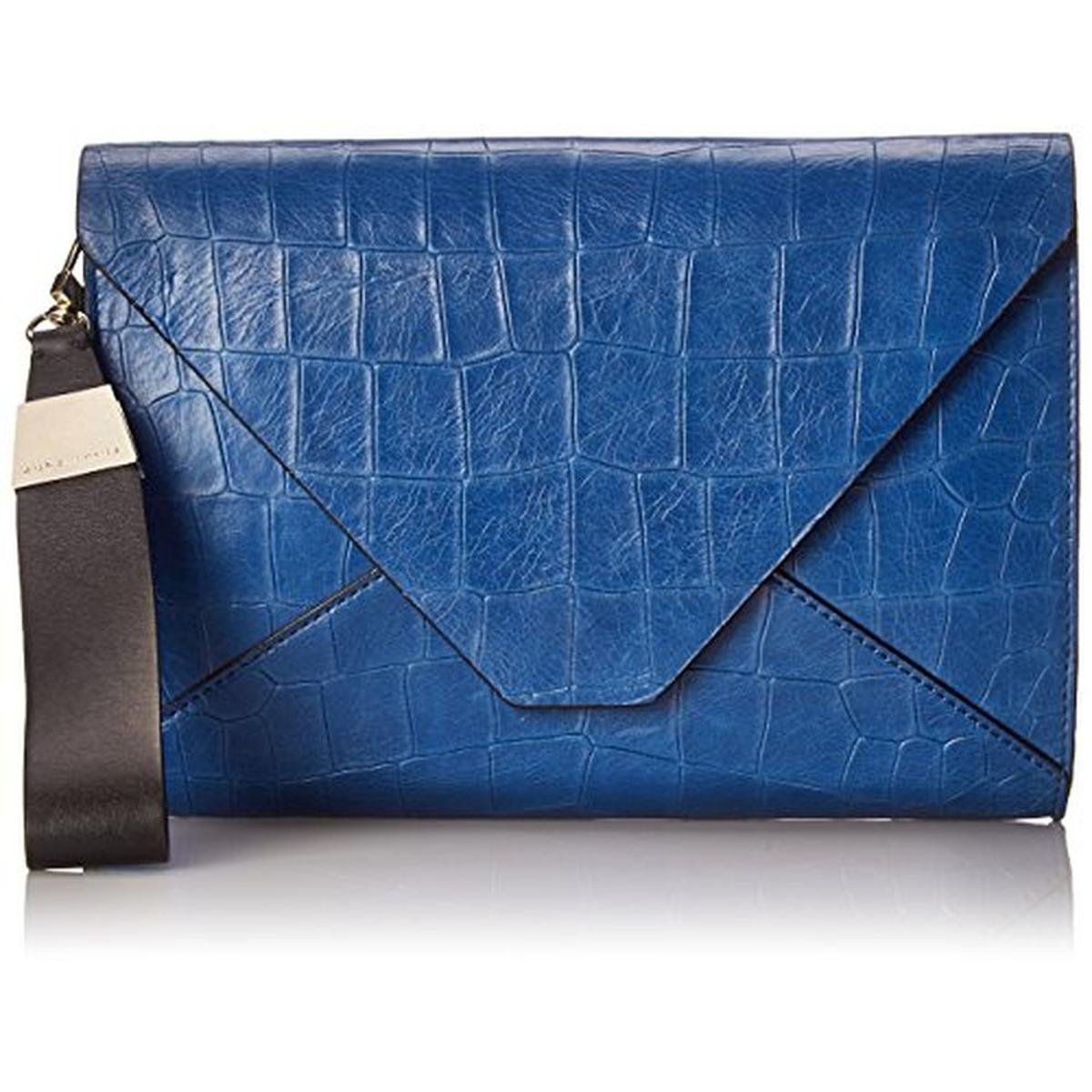 Trina Turk 1284 Womens Palm Coast Blue Leather Clutch Handbag Purse ...