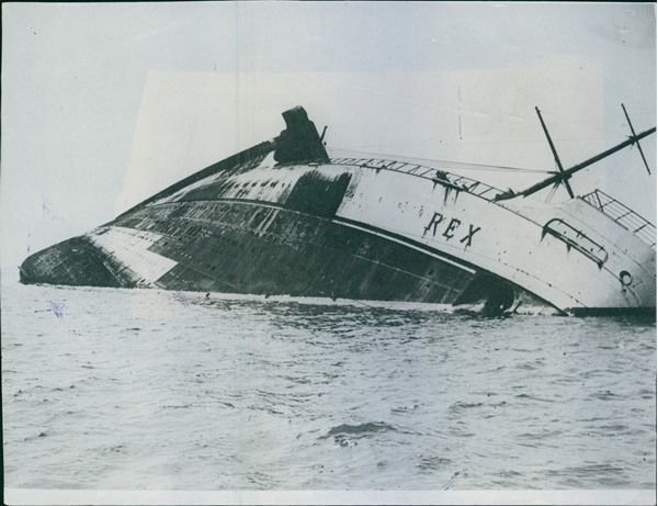 The pride of Italy's fleet - the crack liner "Rex" former winner of the ...