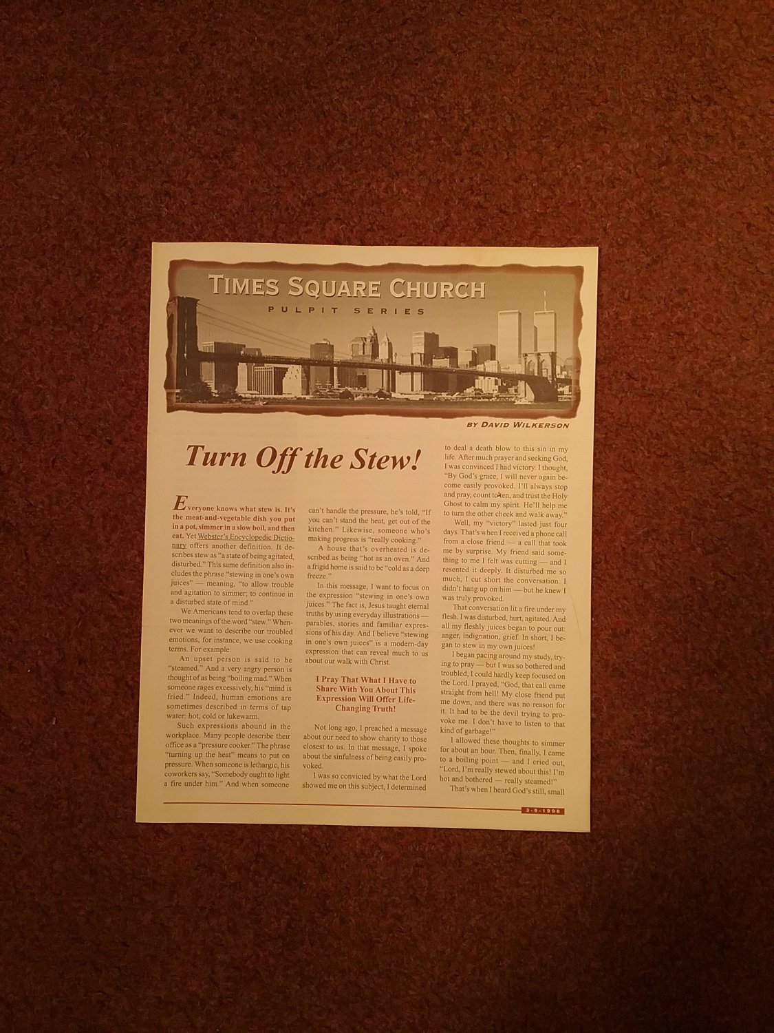 Times Square Church, Pulpit Series Newletter, April 28, 1997 707161078