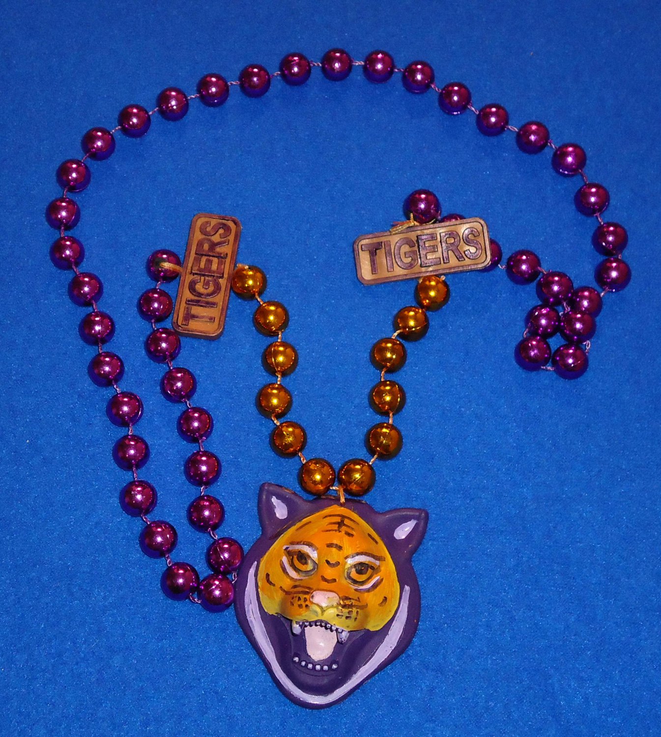 LSU TIGERS NEW ORLEANS MARDI GRAS BEAD GEAUX TIGERS PURPLE GOLD ...