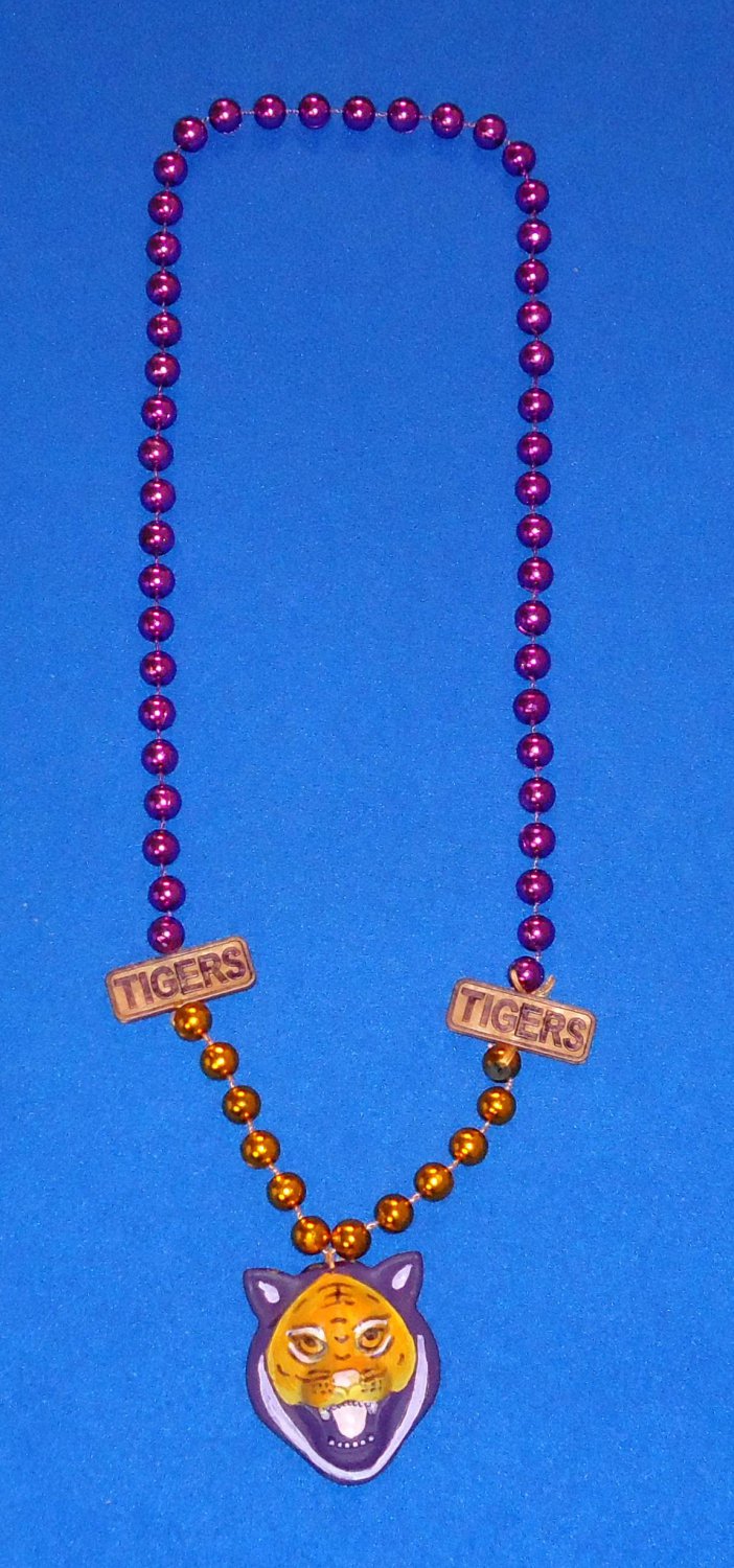 LSU TIGERS NEW ORLEANS MARDI GRAS BEAD GEAUX TIGERS PURPLE GOLD ...