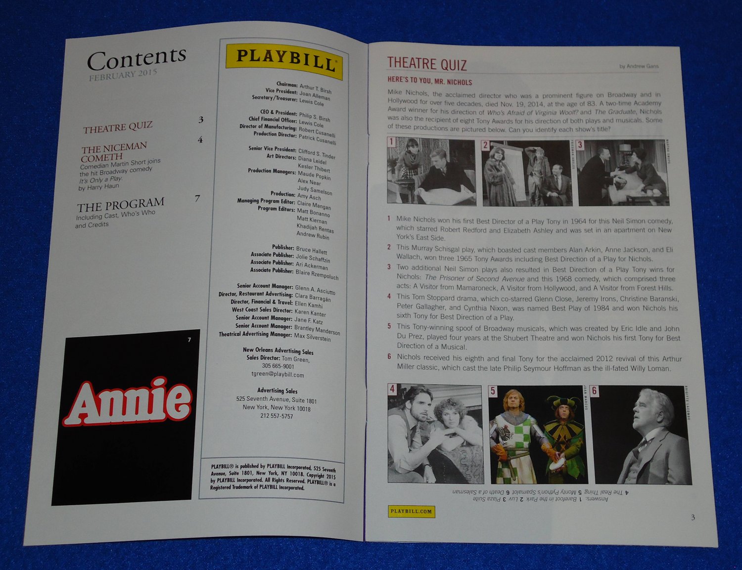 ANNIE PLAYBILL MUSICAL HAROLD GRAY STROUSE CHARNIN MEEHAN TONY AWARD WINNER