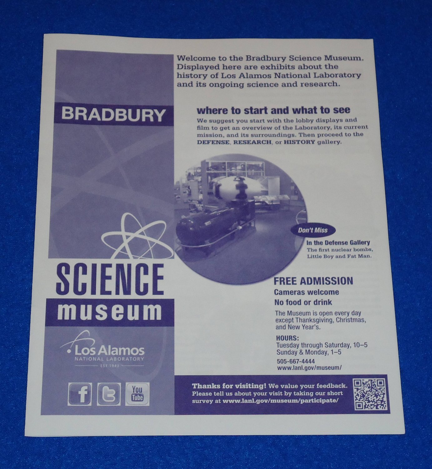 BRAND NEW BRADBURY SCIENCE MUSEUM BROCHURE LOS ALAMOS NATIONAL LABORATORY