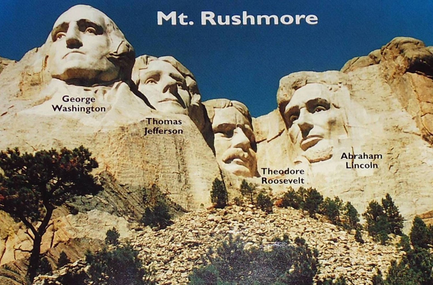 BEAUTIFUL MT RUSHMORE POSTCARD WASHINGTON LINCOLN JEFFERSON ROOSEVELT ...