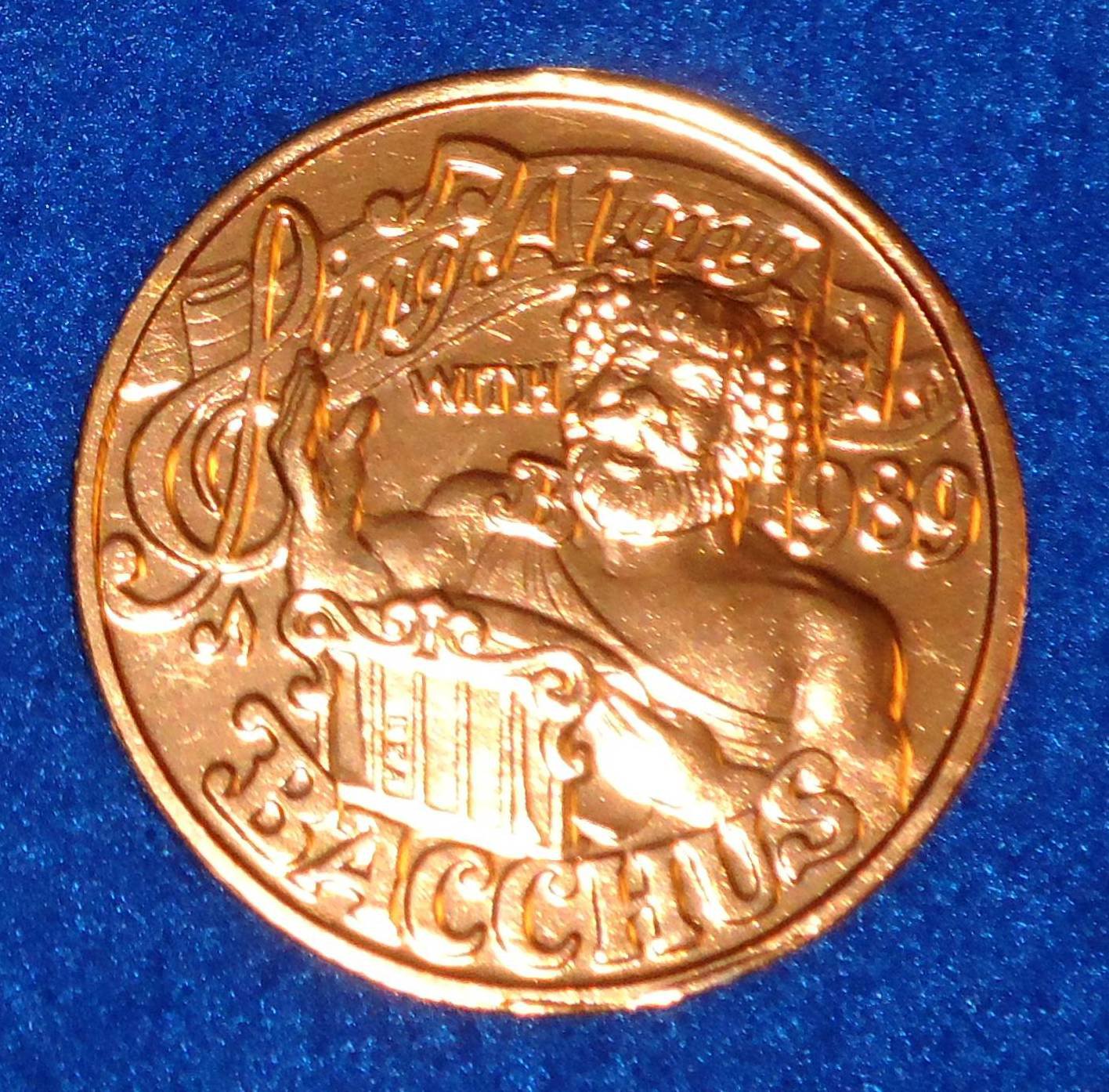 SING ALONG WITH BACCHUS AUTHENTIC NEW ORLEANS MARDI GRAS DOUBLOON COIN ...