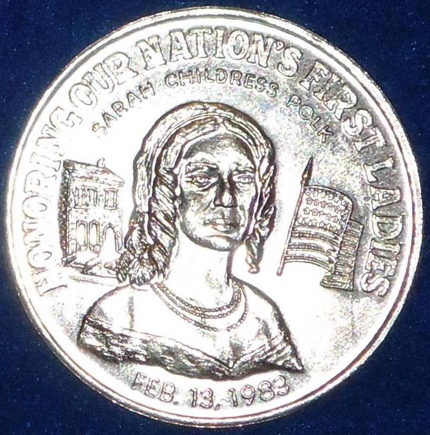 CHARMING FIRST LADY SARAH CHILDRESS POLK NEW ORLEANS MARDI GRAS DOUBLOON