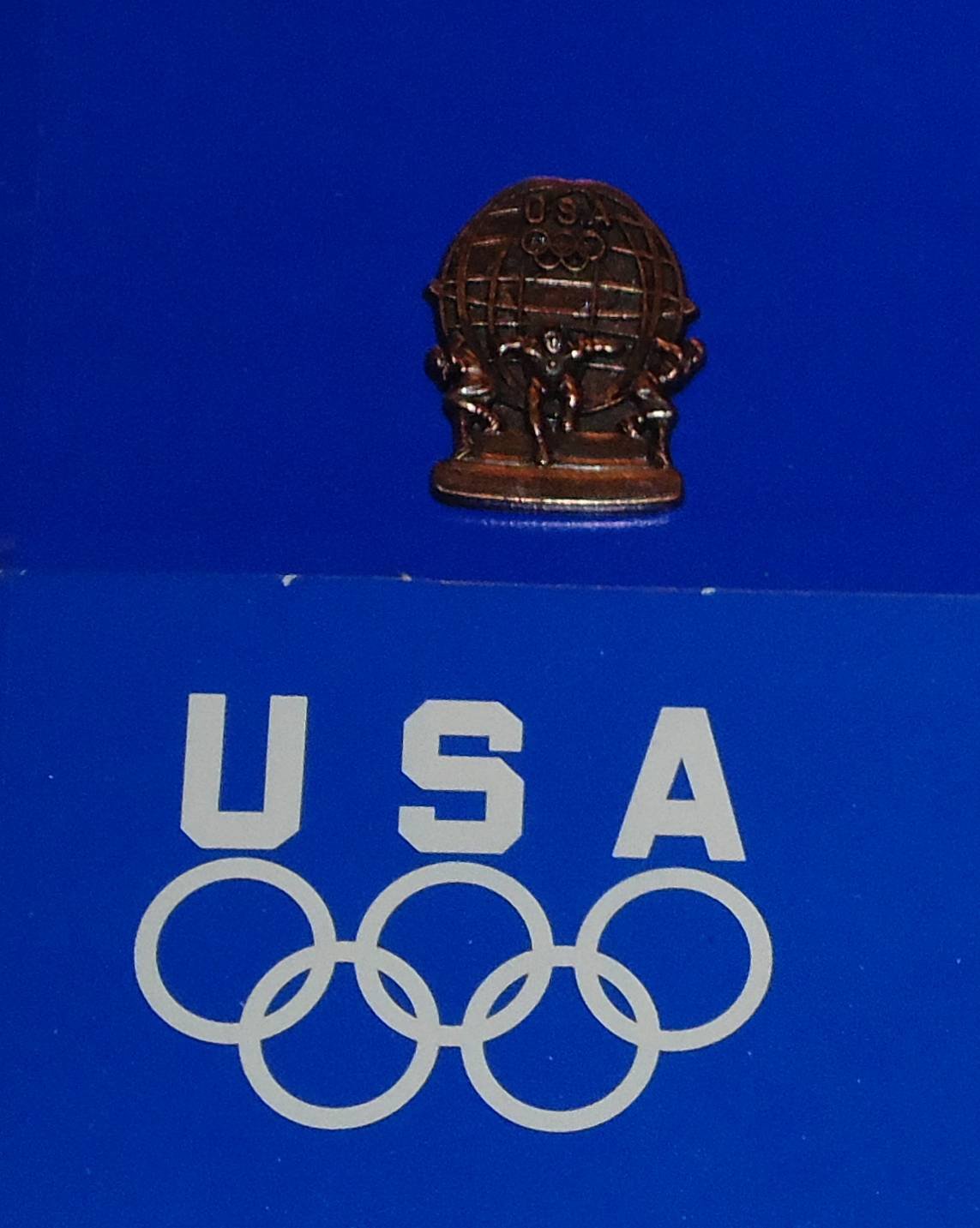 ***BRAND NEW*** USA OLYMPICS PIN GLOBE AND OLYMPIC RINGS BRONZE COLOR ...