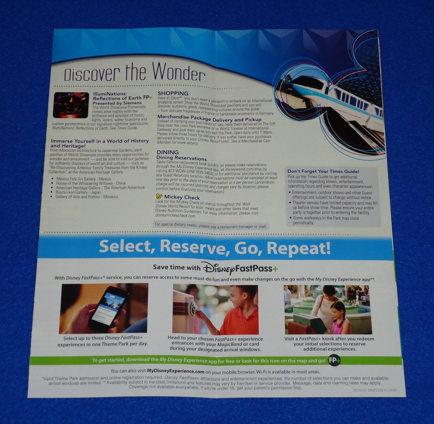 "WALT DISNEY" EPCOT BROCHURE THEME PARK GUIDE MAP SPACESHIP EARTH TEST ...