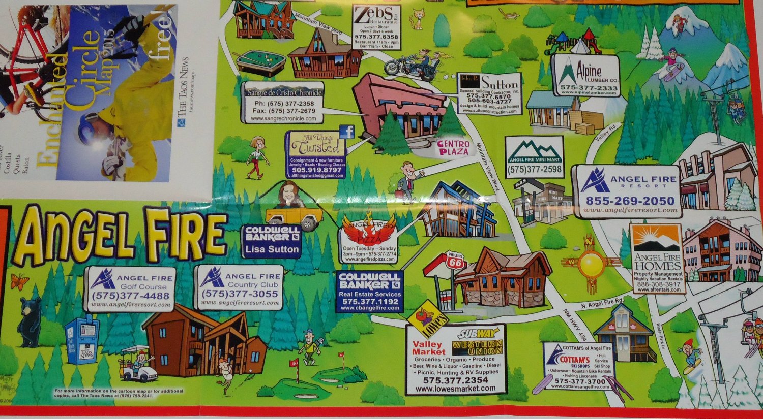 BRAND NEW INFORMATIVE ENCHANTED CIRCLE TAOS NEW MEXICO REFERENCE MAP ...