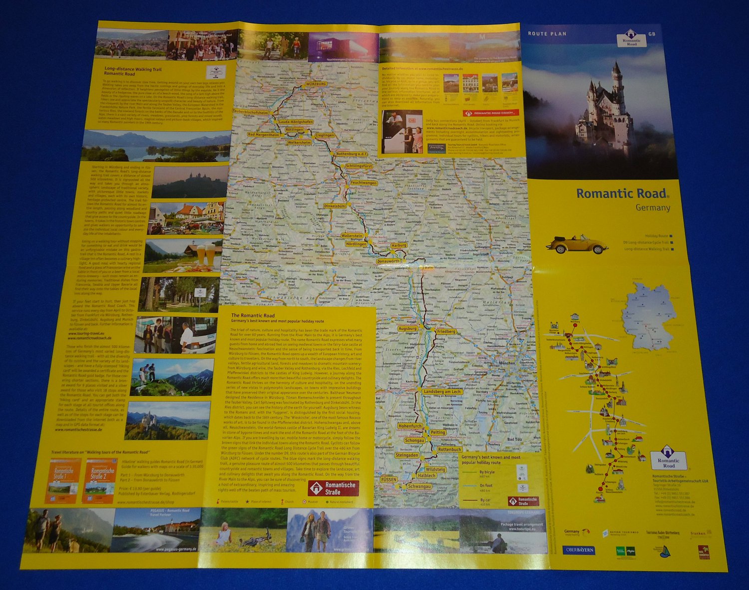 **BRAND NEW** CAPTIVATING GERMANY ROMANTIC ROAD MAP BROCHURE ROUTE PLAN ...
