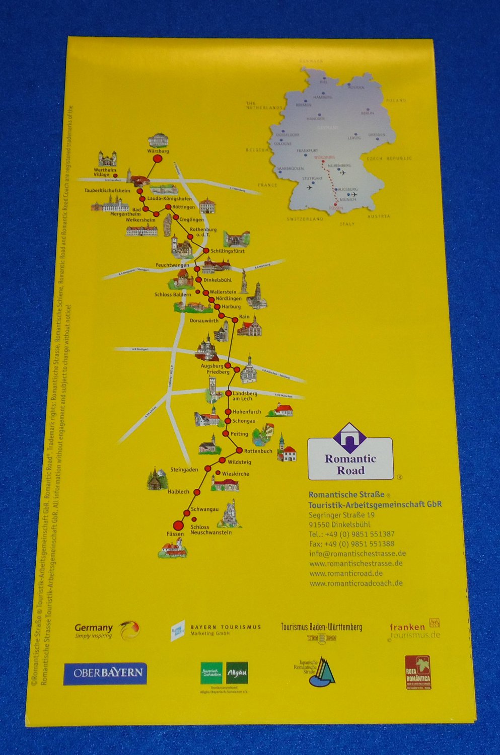 **BRAND NEW** CAPTIVATING GERMANY ROMANTIC ROAD MAP BROCHURE ROUTE PLAN ...
