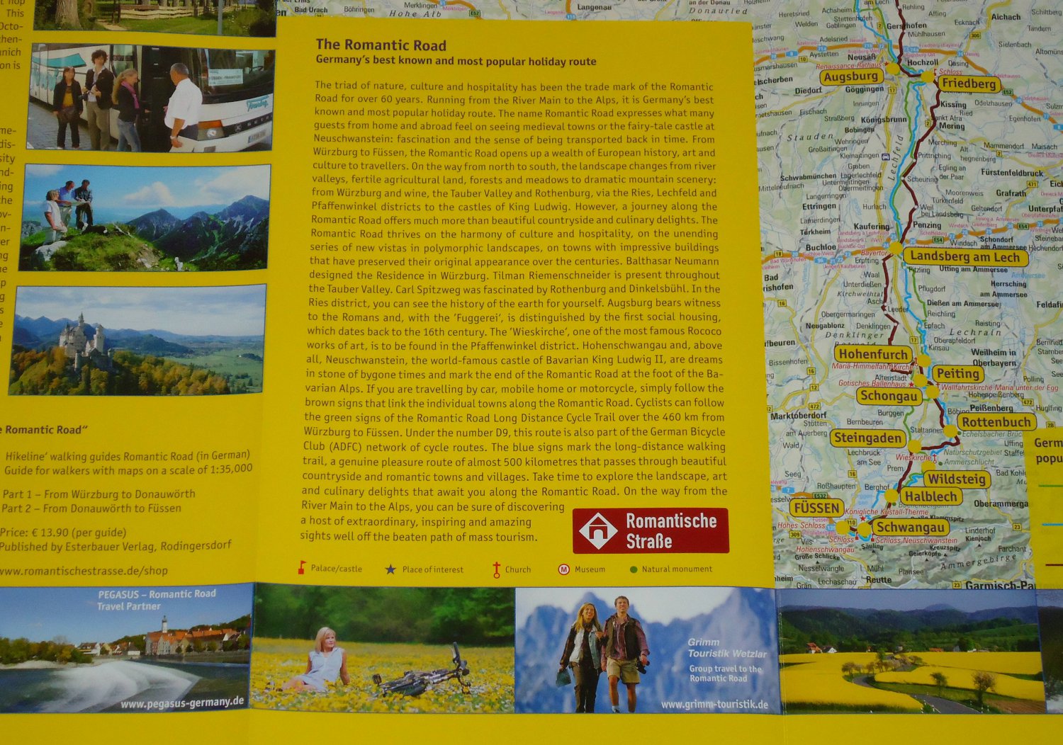 **BRAND NEW** CAPTIVATING GERMANY ROMANTIC ROAD MAP BROCHURE ROUTE PLAN ...
