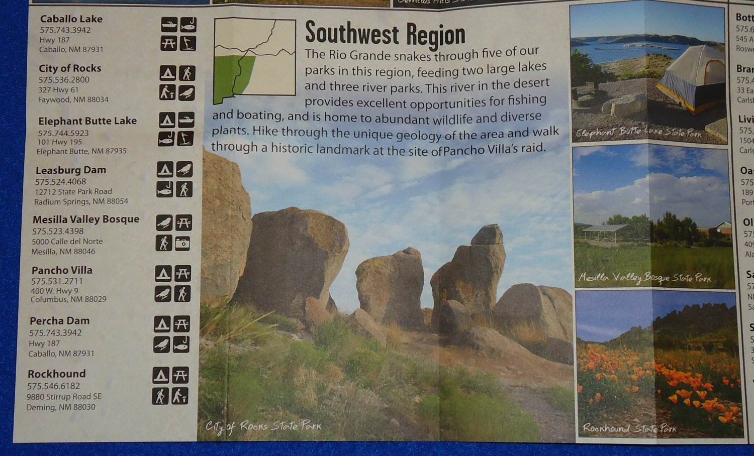 **BRAND NEW** NEW MEXICO STATE PARK MAPS BROCHURE - *HANDY TRAVELER'S ...