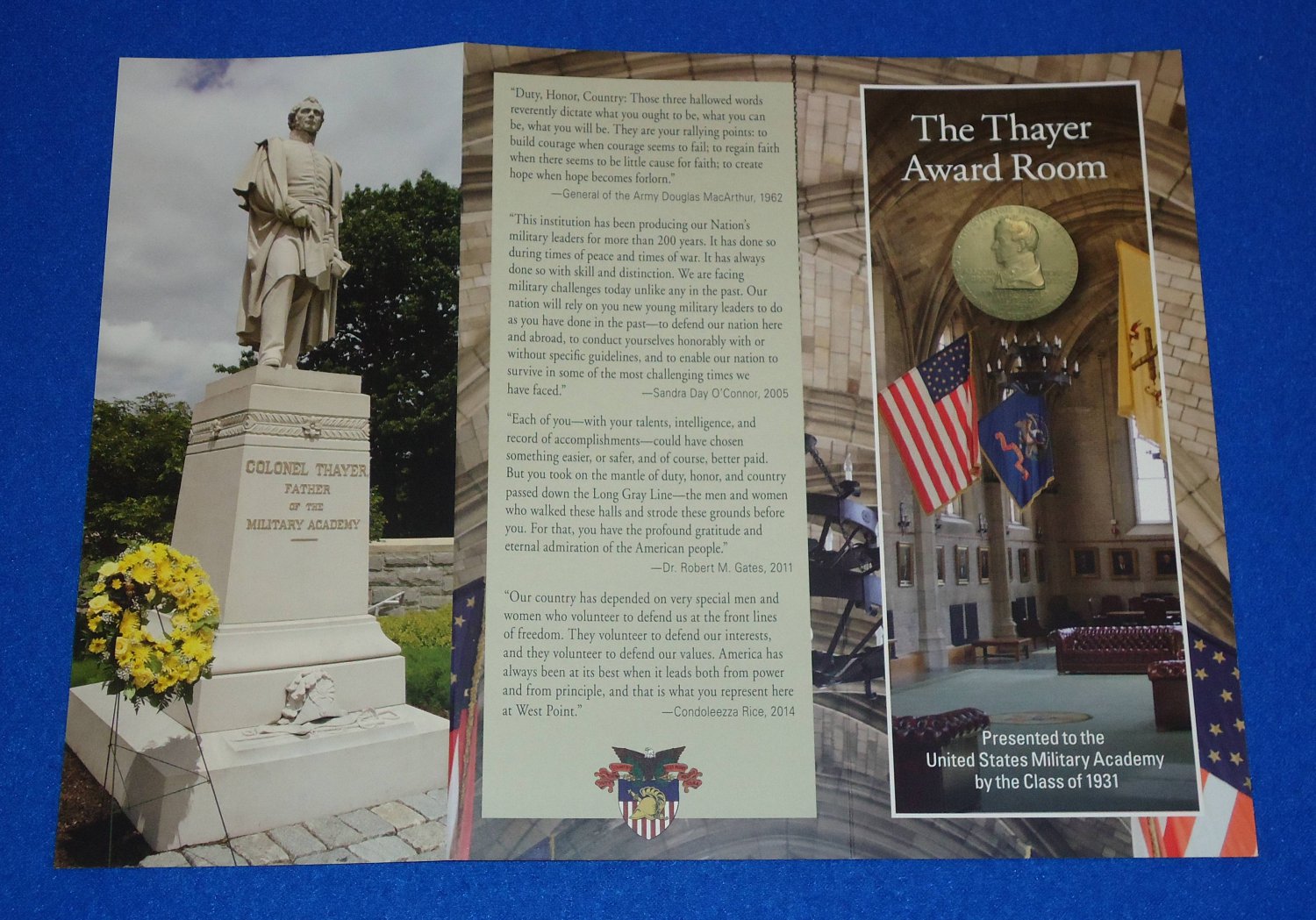 BRAND NEW CHARMING WEST POINT THAYER AWARD ROOM BROCHURE U.S. MILITARY ...
