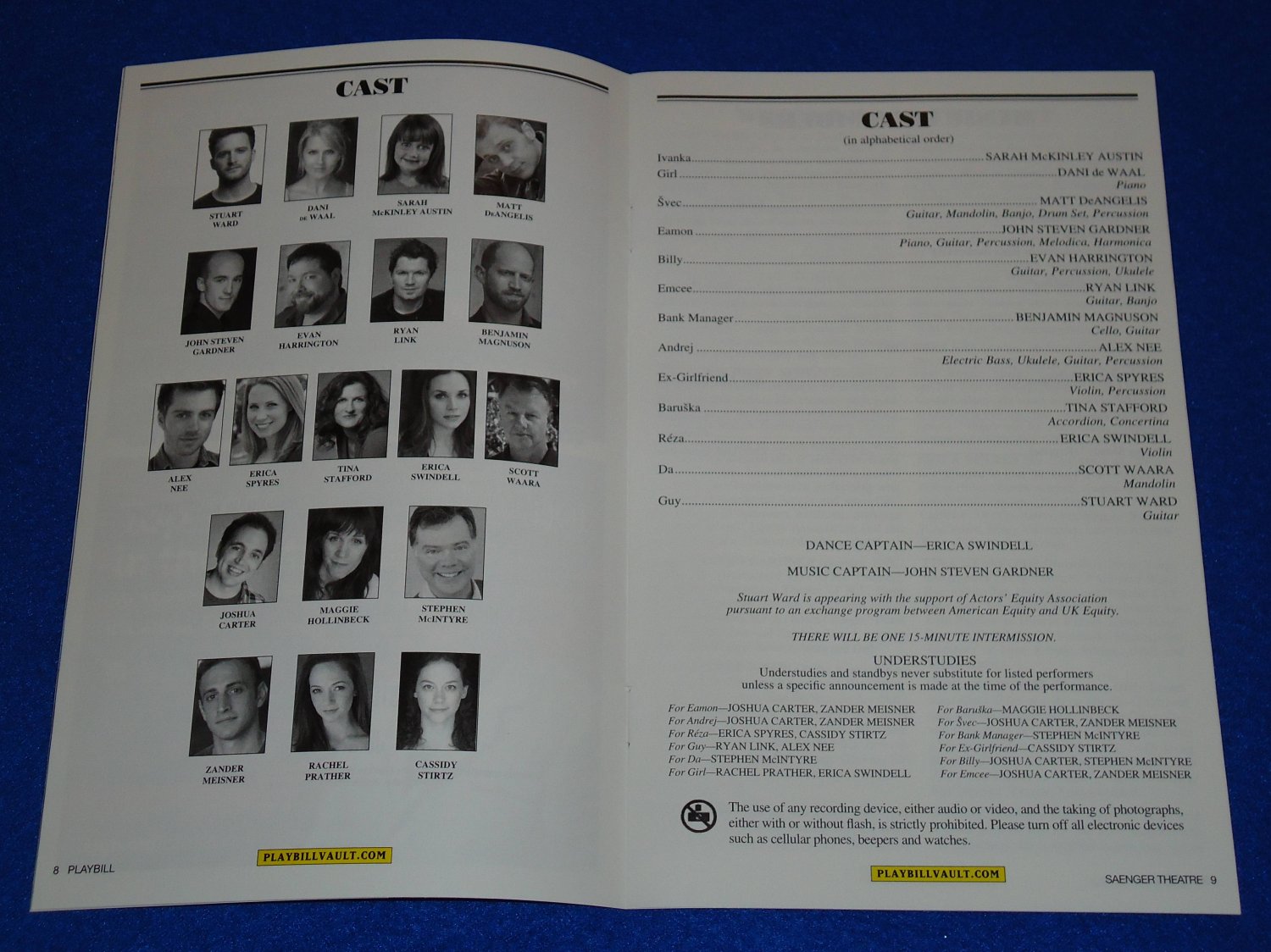 ONCE PLAYBILL TONY AWARD WINNING MUSICAL ENDA WALSH GLEN HANSARD ...